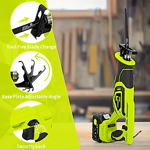 COPDUZI Cordless Reciprocating Saw,Brushless Cordless Saws With 21V 4.0Ah Battery Powered Electric, 0-3500SPM Variable Speed,12 Saw Blades Kit for Wood/Metal/PVC Cutting Included