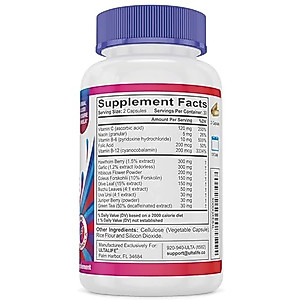 ULTALIFE Blood Pressure Supplements - Advanced Blood Pressure Supplement Complex - Hawthorn Berry, Hibiscus, Garlic, Forskolin - 14 Vitamins & Herbs, 30 Day Supply in Veggie Capsules