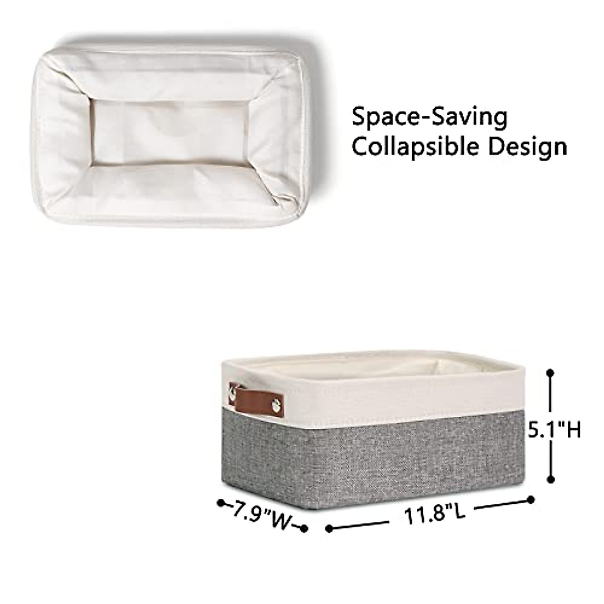 DULLEMELO Collapsible Bundle Baskets 2 Large Baskets 16"x12"x12" + 6 Small Baskets 11.8"x7.9"x5.1"（White&Grey)