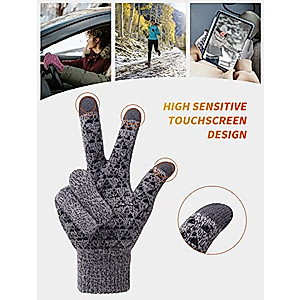 Gaoport Winter Knit Gloves Touchscreen fingers Anti-Slip Warm Elastic Texting Smart Phone Gloves for Women and Men