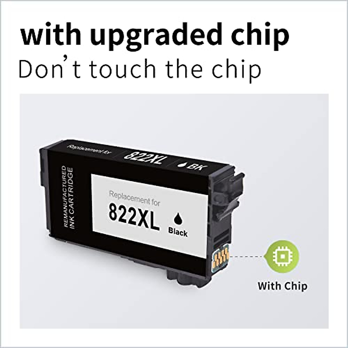 OA100 822XL Remanufactured Ink Cartridge Replacement for Epson 822XL 822 XL Work for Workforce Pro WF-3820 WF-4830 WF-4820 WF-4833 WF-4834 Printer (2 Black)