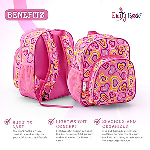 Emily Rose 12.5-Inch Back Pack Girls | Toddler Bag Perfect for Preschool and Travel | Features Padded Back and Adjustable Straps | BONUS: Includes matching notebook and 2 pencils! (Playful Hearts)