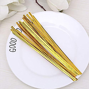 Leline's Metallic Twist Ties, 100 pieces 6 inches Bag Ties, Cable Tie for Candy Bag, Cello Treat Bag, Christmas Party Decoration, Gold