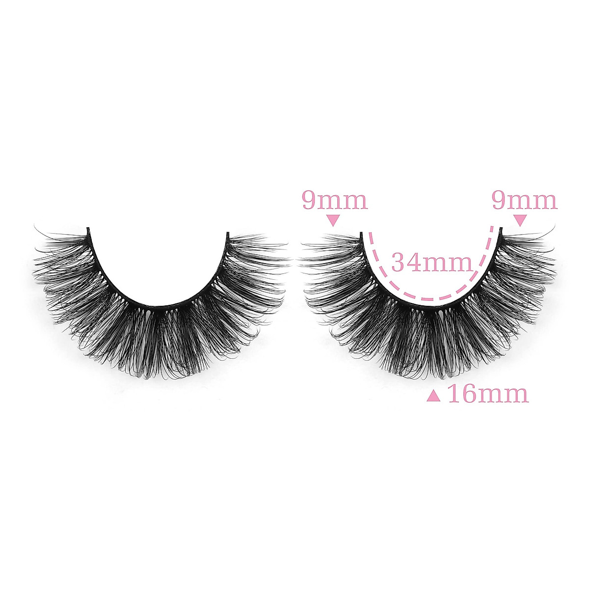 False Eyelashes Fluffy Mink Lashes Natural Wispy Medium Volume Eye Lashes 16MM C Curl Strip Lashes Extensions 8 Pairs Pack by Yawamica