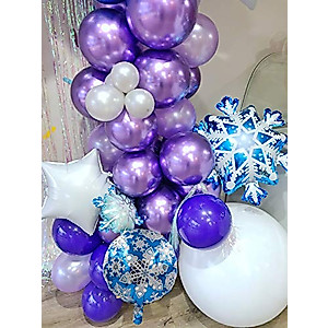Frozen Balloon Garland Arch Kit - Snowflake balloons for Princess Girl Elsa Baby Shower Frozen Birthday Party Decorations Supplies