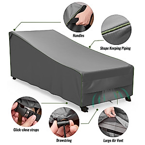 NUPICK Patio Chaise Lounge Cover, 86 Inch Outdoor Furniture Chair Cover, 100% Waterproof, Rip-Stop and Weather Resistant, Grey