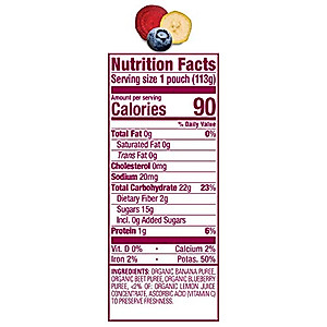 Happy Baby Organics Simple Combos Stage 2 Baby Food, Bananas Beets & Blueberries, 4 Ounce (Pack of 16)