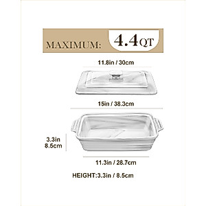 MALACASA Large Casserole Dish with Lid, 4.4 Quart Ceramic Baking Dish for Oven, 13 x 9 Lasagna Pan Deep with Lid, Microwave, Dishwasher Safe, Series BAKE-GREY
