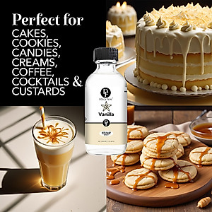 Dolce Flav Vanilla Extract 2 oz – Kosher, Sugar-Free, Concentrated Vanilla Flavoring for Baking, Cookies & Desserts, Includes Measured Dropper