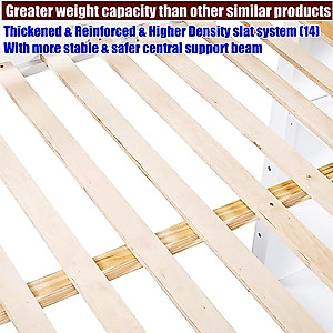 ZORQ Upgraded Version & Stronger Solid Wood Loft Bed Full Size with Storage Shelves and Drawers, More Stable Thickened Wooden Full Size Loft Bed Frame with Desk Underneath (Easier To Assemble) (White)