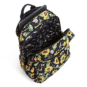 Vera Bradley Campus Backpacks, Black-Recycled Cotton withVera Bradley Bunch Lunch Bag, Sunflowers-Recycled Cotton