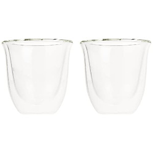 De'Longhi Stilosa Manual Espresso Machine, Latte & Cappuccino Maker, 15 Bar Pump Pressure + Manual Milk Frother Steam Wand & DeLonghi Double Walled Thermo Espresso Glasses, Set of 2, Regular, Clear