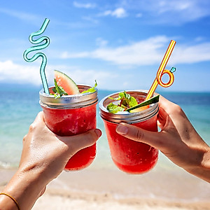 Gerrii 10 Pcs Twists Glass Straws Crazy Straws Cute Reusable Glass Straws Silly Straws for Drinking Beverages Coffee Drinks (Cool)