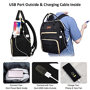 SIMBOOM Lunch Backpack for Women, Nurse Work Backpack for Men with Insulated Cooler Lunch Box, 17 Inch Laptop Backpack with USB Port (Black)