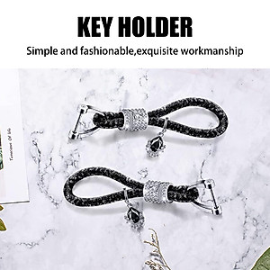 ZKFAR 1 PC Bling Crystal Car Keychain, Car Key Chains Glitter Key Ring, Keychain Accessories with Bling Rhinestones (Black)