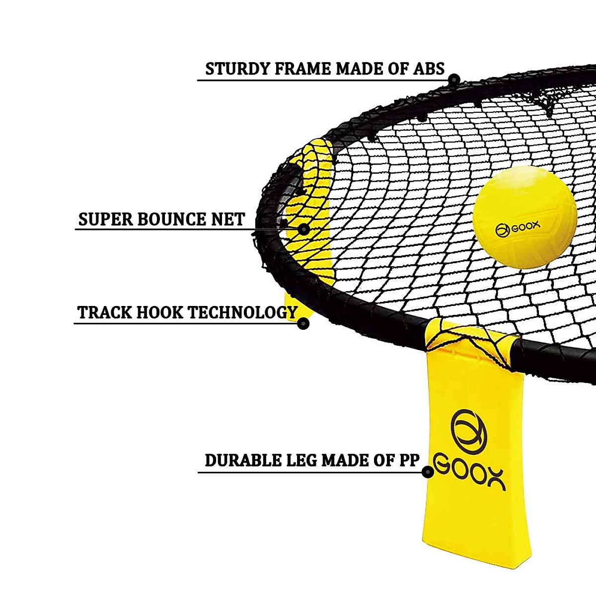 GOOX Outdoor Beach Ball Games with Carrying Bag, 3 Balls, Net and Strip Light (ONLY for Light Up Set)- Played Outdoors, Indoors, Beach, Lawn, Yard and Park