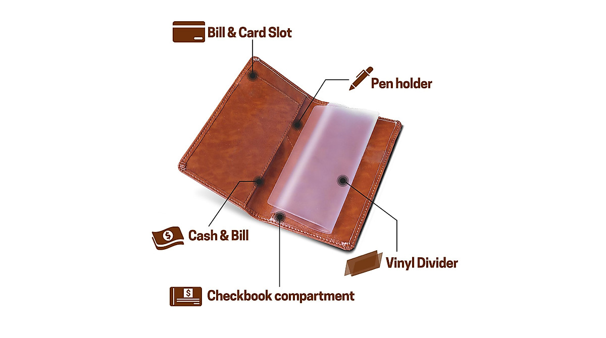 Aurya Leather Checkbook Cover - Stylish & Eco-Friendly