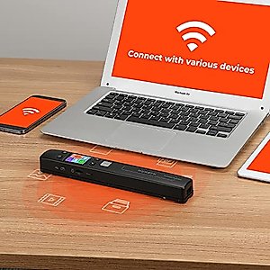 MUNBYN Portable Scanner, Photo Scanner for Documents Pictures Texts in 1050DPI, Flat Scanning, Included 16GB Card, Photo Scanner uses Built-in Wi-Fi or USB Uploads Images to PC or Cellphone, No Driver