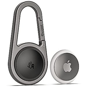 RANGLAND Carabiner AirTag Holder with Keychain - Ultra Durable Shockproof/Waterproof Case with Spring-Loaded Clip (Designed for Apple AirTag) (Aluminum)