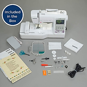 Brother SE600 Sewing and Embroidery Machine, 80 Designs, 103 Built-In Stitches, Computerized, 4" x 4" Hoop Area, 3.2" LCD Touchscreen Display, 7 Included Feet