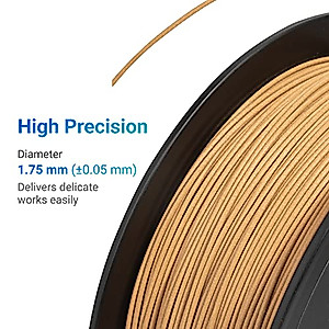 Snapmaker Filament PLA 1.75 mm, PLA Filament Wood Filament for 3D Printers, -0.05mm 1kg (1.65lbs)/Spool, Wood-Like Color