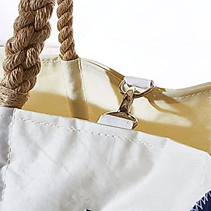 Sea Bags Recycled Sail Cloth X-Large Navy Anchor Tote Bag Beach Bag Tote, Large Travel Bag, Tote Bag for Work Rope Handles