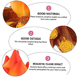 FONDOTIN Flame Lamp Battery Desk Lamp Halloween Decor Battery Light Bulb Simulated Campfire Lamp Simulated Fire LED Torch LED Desk Light Flashing Decorate Bonfire Lamp Prop Lights Resin