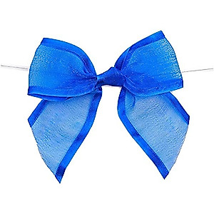 Blue Organza Bow Twist Ties for Favors and Treat Bags (1.5 Inches, 36 Pack)