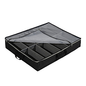 Amazon Basics Fabric Underbed Zipper Storage Bag Organizer with Handles, 30.2 Inch L X 20.1 Inch W X 5.7 Inch H (Pack Of 2), Gray