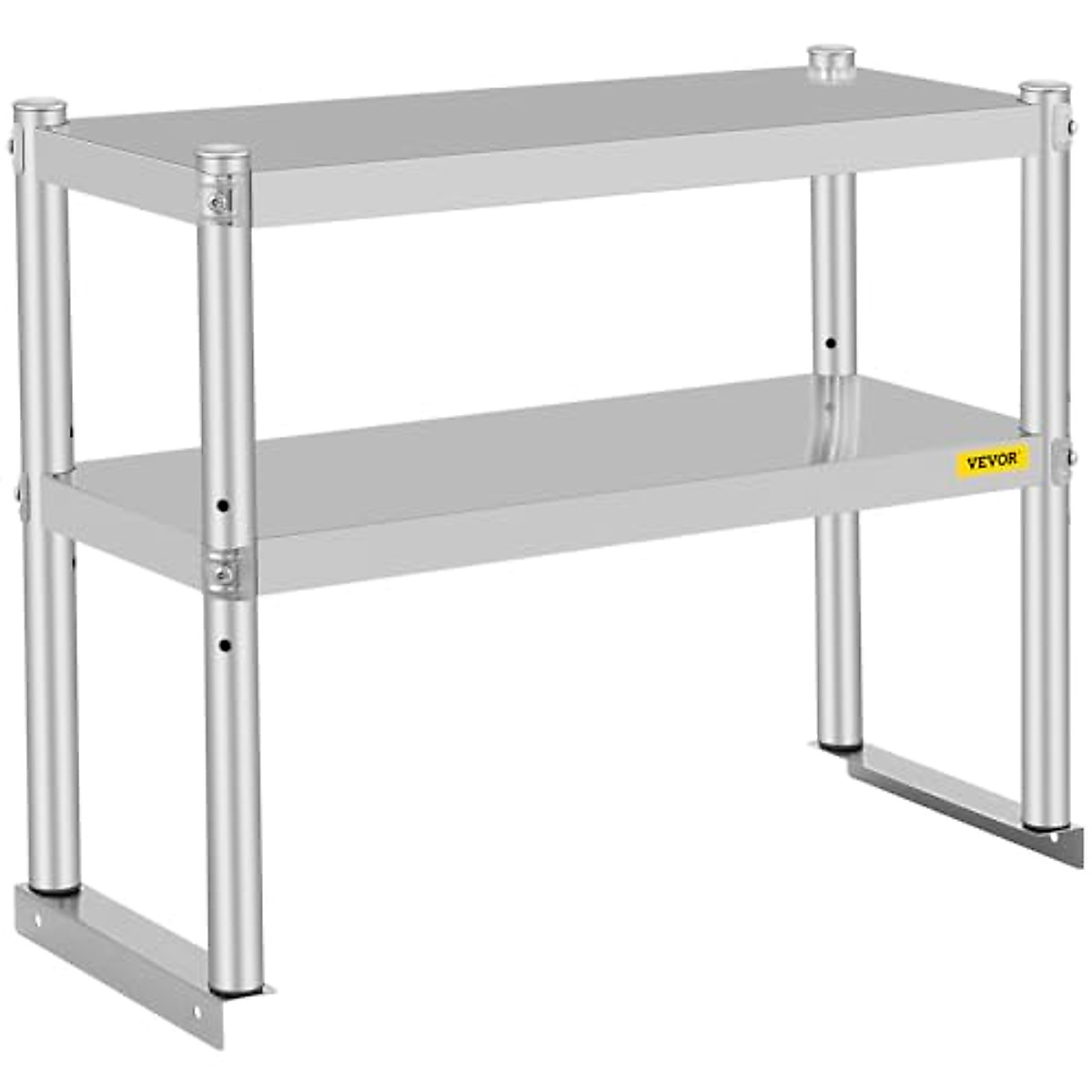 VEVOR Double Overshelf, Double Tier Stainless Steel Overshelf, 30 in. L x 12 in. W Double Deck Overshelf, Height Adjustable Overshelf for Prep & Work Table in Kitchen, Restaurant