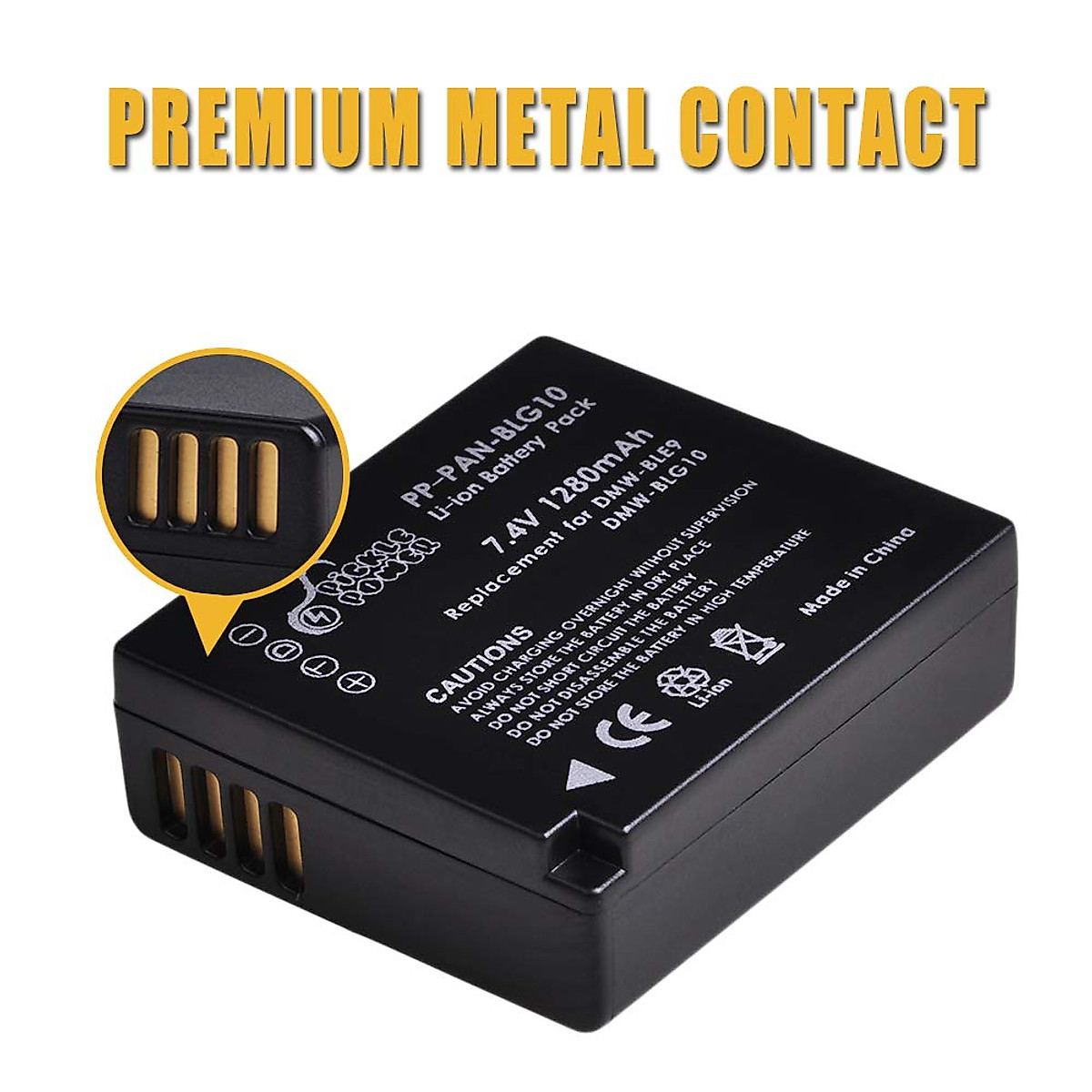 Pickle Power DMW-BLG10 DMW-BLG10PP DMW-BLE9 Battery and Charger for Panasonic Lumix DMC-GX7 DC-GX9 DMC-GX85 DMC-GF5 DMC-GF6 DMC-GF3 DC-ZS80 DMC-ZS60 DMC-LX100 DC-ZS200 DC-ZS70 DMC-GX80