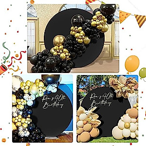Black Round Backdrop Cover 7.2x7.2ft Circle Backdrop Baby Shower Round Arch Cover for Birthday Party Wedding Background Decorations