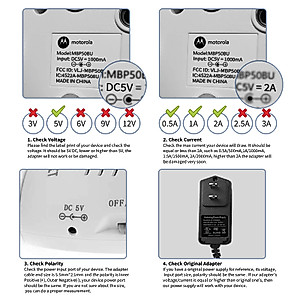 (2 Pack) 5V 2A Power Supply Adapter, BOLWEO AC 100-240V to DC 5V 1A Adaptor Cord Compatible with Baby Monitor,TV Box, Speaker, Camera,Audio/Video, 5V Router, DC Jack Barrel 5.5mmx2.1mm