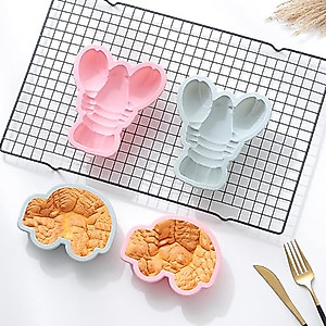 Stareal 4 Packs Layer Cake Pans, Silicone Pancake Molds, 4 Inch Novetly Cake Molds, Quick Release Layer Rainbow Baking Cake Pan for Wedding Birthday Christmas (Lobster)