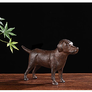 BRASSTAR Cast Iron Dog Statue Garden Home Desk Decor Cute Labrador Figurine Collectible Gifts PTWQ005