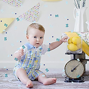 It's a Boy Table Sequins Blue Baby Footprint Star Table Confetti for Baby Shower Decorations Baby Birthday Party Supplies( 1.6 oz/45 g )