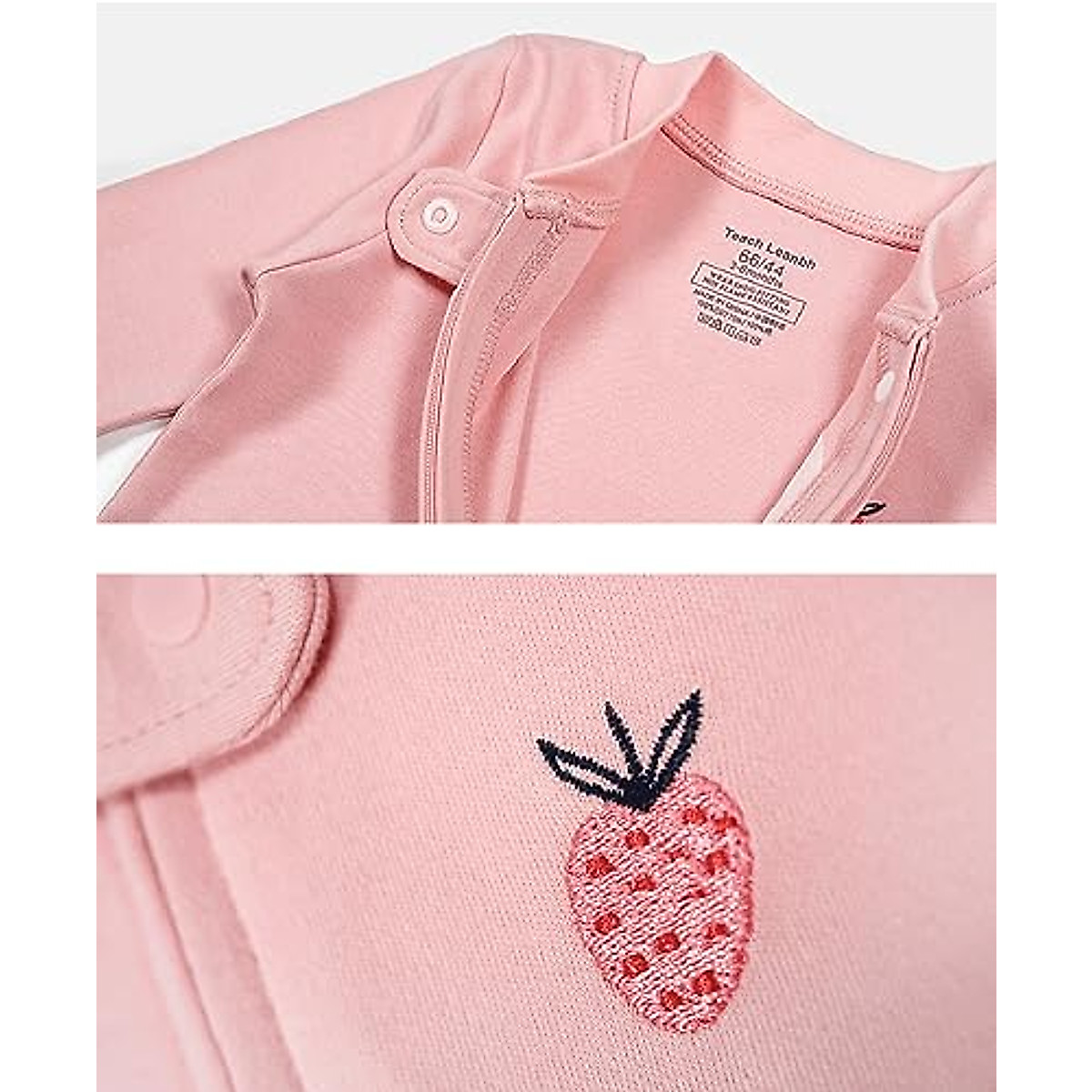 Teach Leanbh Baby 2-Pack 100% Cotton Romper Jumpsuits Two Way Zipper Long Sleeve Footless Sleep and Play (Purple Floral, 6-12 Months)