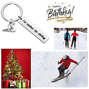 Gzrlyf I'd Rather be Skiing Keychain Funny skiing Gifts for Skier Ski Lovers Ski Coach Gift (Keychain)