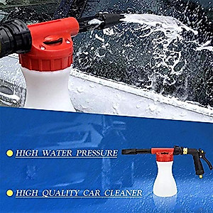 One Piece of Car Wash Foam Gun Water Gun Spray Garden Washing Machine Hose Wand Nozzle Sprayer Watering Spray Sprinkler Cleaning Tool Size 13.5 cm X 13.5 cm X 23 cm (Color : RED)