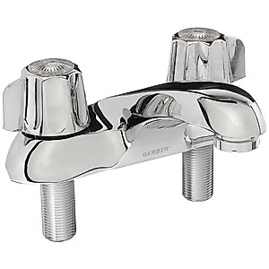 Gerber Classics Two Handle Centerset 3-Hole Bathroom Faucet with Metal Handles with Hot cold Indicators, Chrome G0043431, Utility Lavatory Sink Faucet