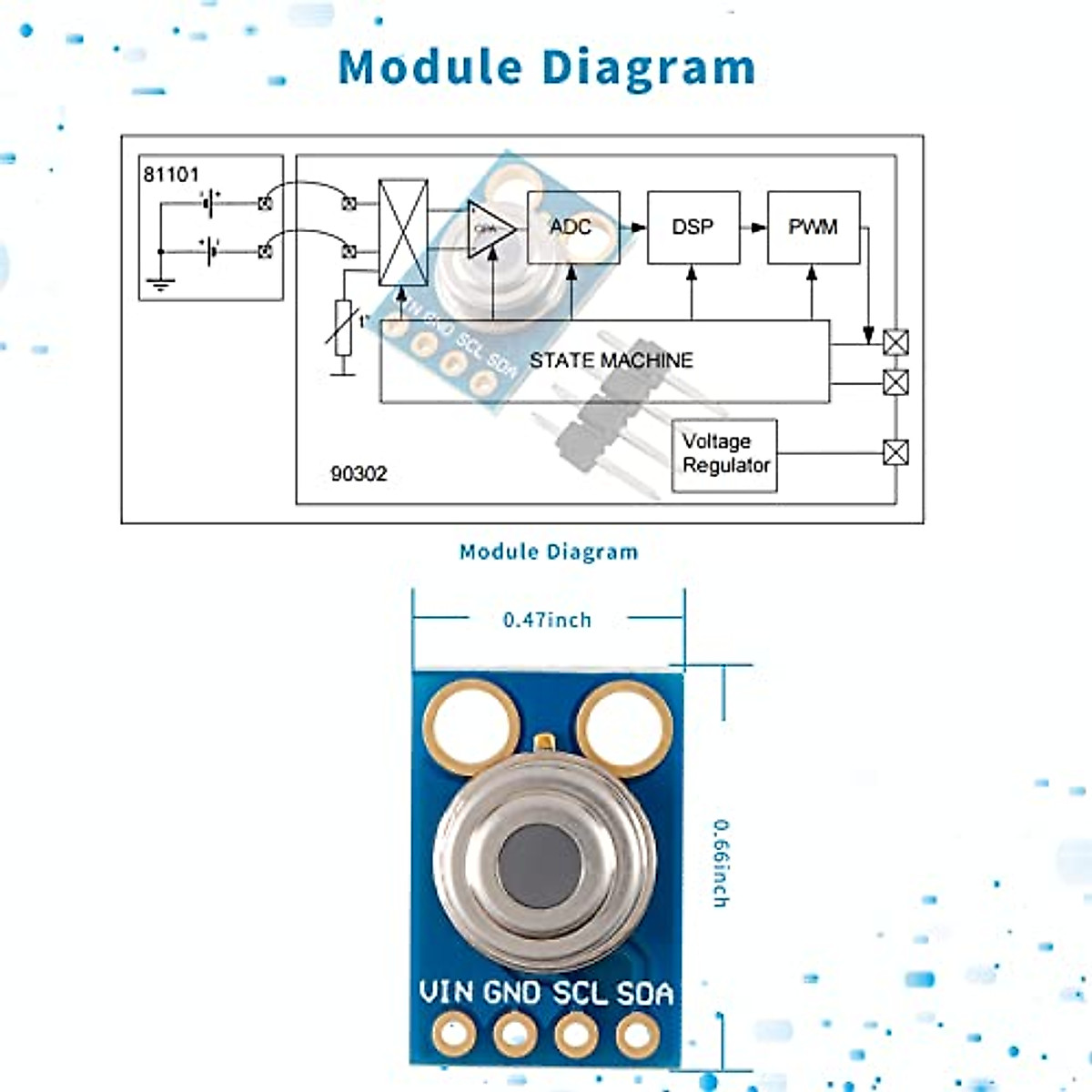 EC Buying GY-906 MLX90614 Non-Contact IR Infrared Temperature Sensor Module IR Temperature Acquisition Module High Precision High Resolution Infrared Temperature Sensor IIC Serial Port for Arduino