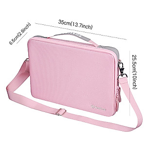 Smatree Hard Shell Carrying Case Compatible for 14 inch MacBook Pro 2024/2023 A2918/A2992/A2779,13 inch MacBook Air 2024/2022 A3313/A2681,13 inch iPad Pro M4 2024, Laptop and Tablet Shoulder Bag(Pink)