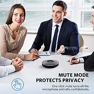 EMEET Bluetooth Speakerphone M2 Gray Conference Speaker, Idea for Home Office 360º Voice Pickup 4 AI Echo & Noise Canceling Microphones, Skype USB Speakerphone AUX in/Out for up to 8 People