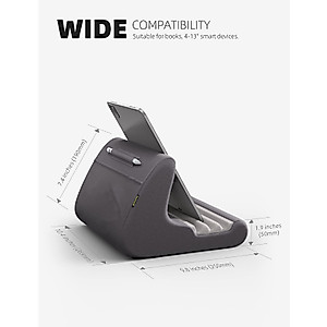 Lamicall Tablet Stand, Tablet Pillow Holder - Soft Pad for Bed, Lap Tablet Dock with Stylus Mount & Pocket, for iPad Pro 12.9, Air, Mini, Kindle, Galaxy Tab and 4-13" Tablet, Dark Grey