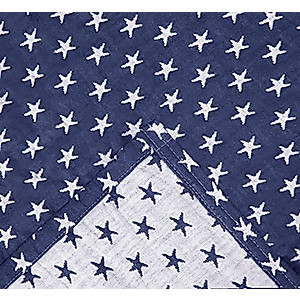 Sterling Creek Dawson Star Muslin Cotton Blanket Three Layers Lightweight Breathable Gauzy Blanket for Adults, All Season (Throw, Navy)