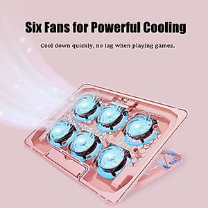 Gaming Laptop Cooling Pad,Laptop Cooler Cooling Pad for 12-17 inch Laptop Slim Portable USB Powered with 6 Quiet Fans and Rotary Switch Control (Pink)
