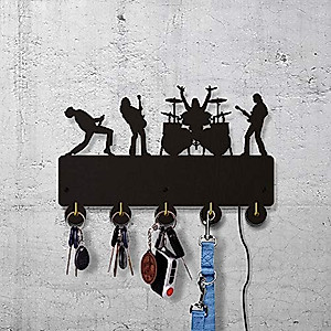 The Geeky Days Rock Band Modern Design Household Decor Rock Musical Theme Clothes Coat Hat Hanger Kitchen Bathroom Towel Hooks Key Holder Gift for Music Lover
