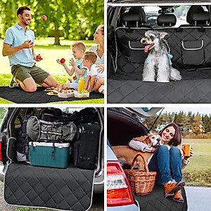Nobleza Cargo Liner for Dogs, Nonslip Waterproof Dog Car Cover for SUV with Bumper Flaps and Storage Pockets, Universal Washable Pet Cargo Trunk Liner Protector for Safety, 40.5" W x 72.5" L