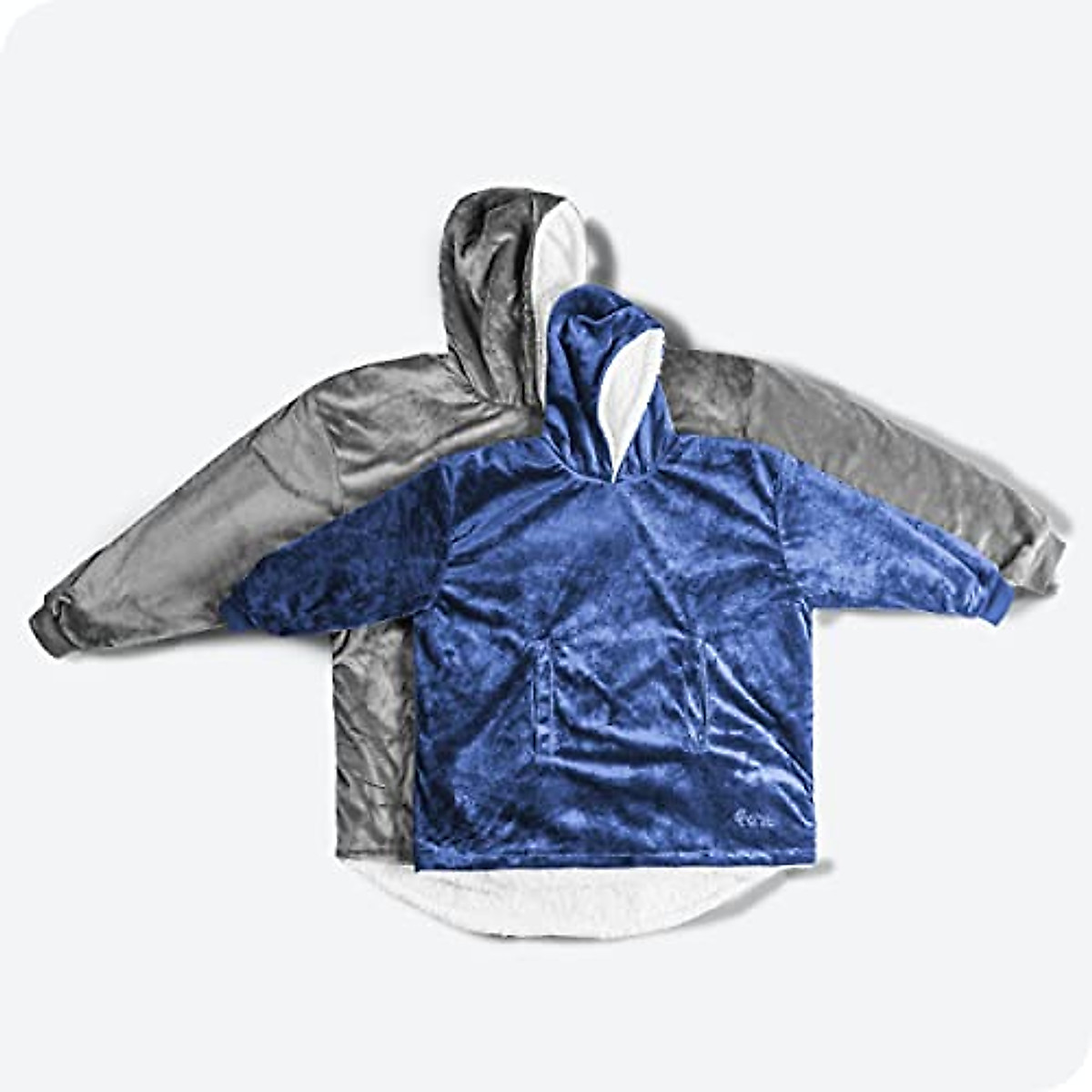 Bare Home Sherpa Fleece Wearable Blanket - Oversized Wearable Blanket Hoodie - Adult Size - Warm & Cozy - Soft Plush Blanket - Comfortable Blanket Sweatshirt with Dual-Sided Pocket (Adult, Grey)