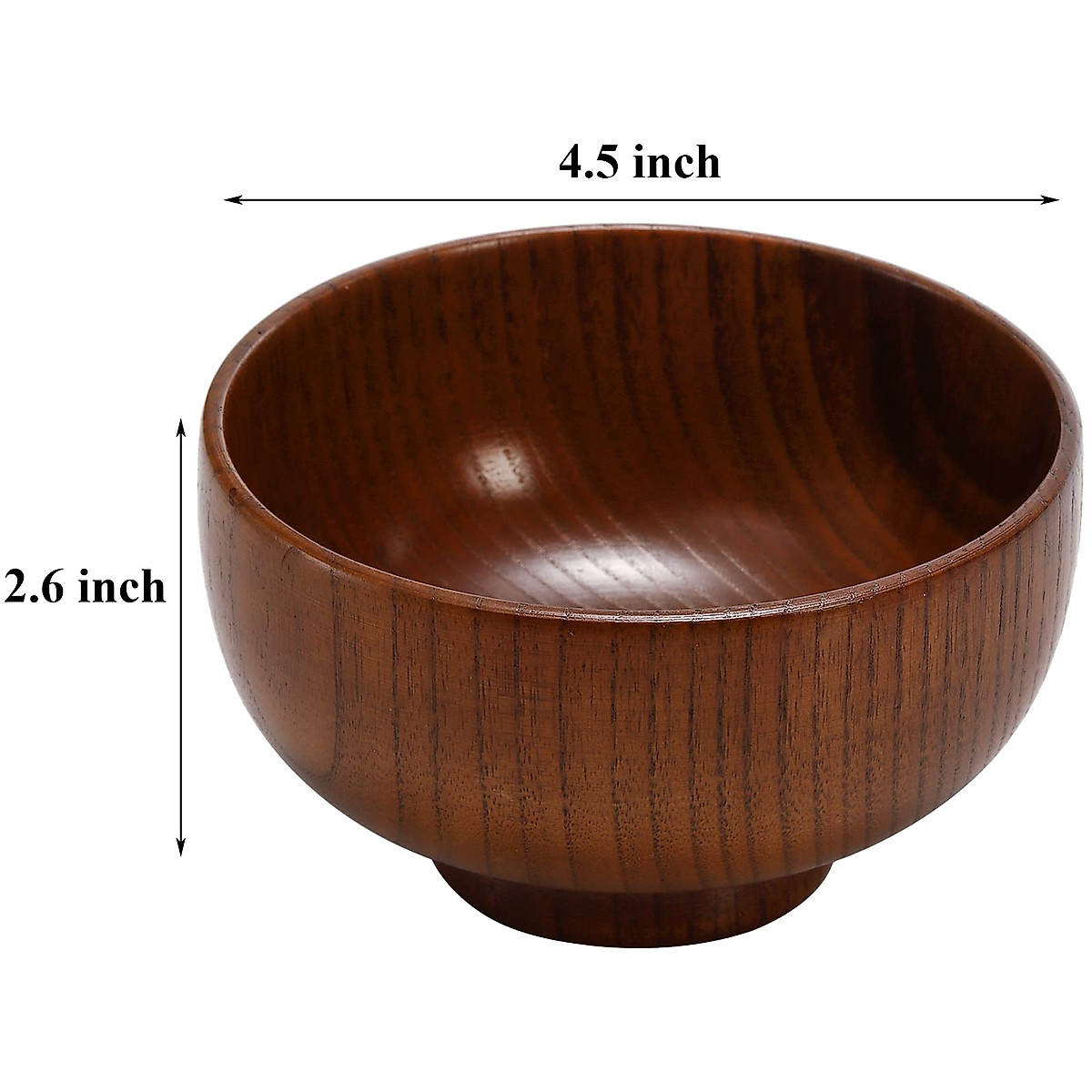 Fasmov Handmade Wood Bowl, 4 Pack Jujube Wooden Salad Bowl Set, Wood Bowl Serving Tableware for Rice, Soup, Dip, Coffee, Tea, Decoration